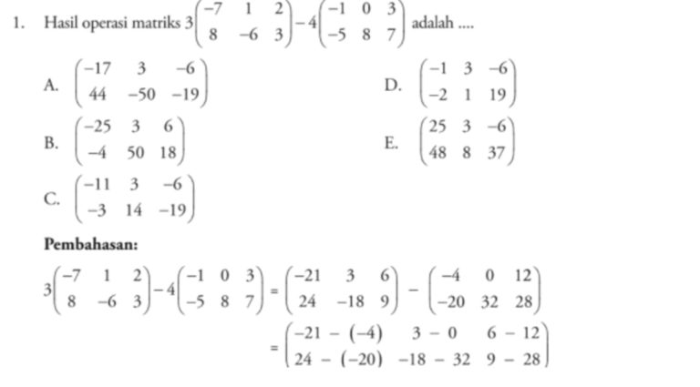 Rumus-Rumus Operasi Matriks – Gramedia Literasi